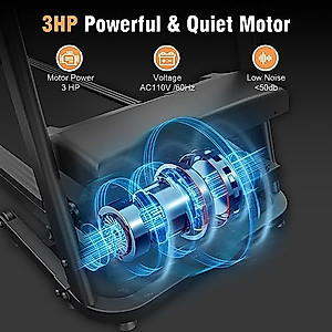 Treadmills for Home, Folding Treadmill with Incline, 3HP 300 LBS Weight Capacity, Foldable Walking Jogging Running Machine with 12 Preset Program, LED Display, Bluetooth, Wider Running Belt for Office