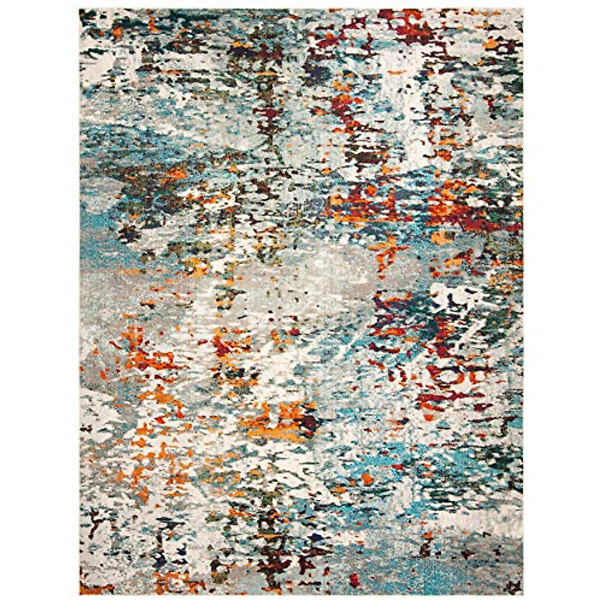 SAFAVIEH Madison Collection 8' x 10' Grey/Blue MAD471F Modern Abstract Non-Shedding Living Room Bedroom Dining Home Office Area Rug