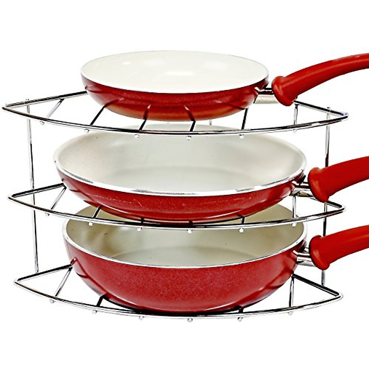 DecoBros 3-Tier Counter and Cabinet Corner Shelf Organizer, Chrome