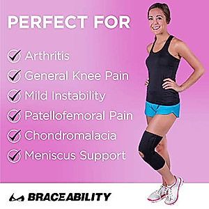 BraceAbility Plus Size Knee Compression Sleeve for Women - Ladies Open Patella Brace and XXXXL Kneecap Stabilizer with Support Stays for Female Arthritis Pain, Meniscus Tears and ACL injury (4XL)