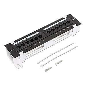 MANHATTAN 12-Port Network Patch Panel Cat-6 – 1U UL Listed - Wall Mount with 89D Bracket - Installer Grade 3µ Gold Plated Contacts - Lifetime Mfg Warranty 720779