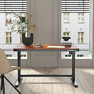 KOBLE Juno 48” Electric Height-Adjustable Desk with Black Frame and Walnut Foil Top