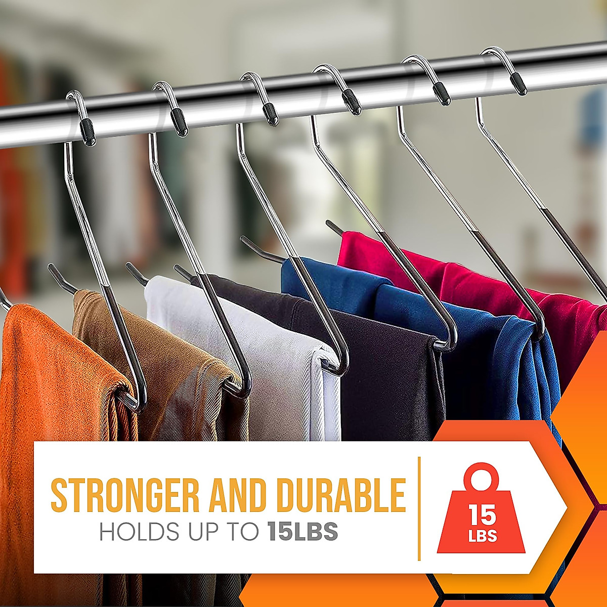 Open Ended Pants Hangers 20 Pack Non Slip Pants and Jean Hangers for Closet Space Saving Clothes Hanger Strong, Durable, Organize Your Closet and Save Space Skirt Hangers Black