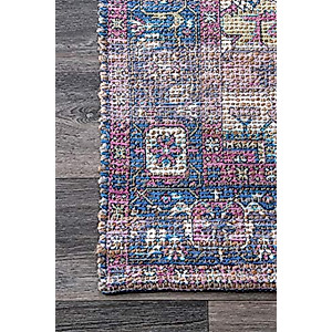nuLOOM Melinda Flatweave Medallion Jute Area Rug, 3' x 5', Blue