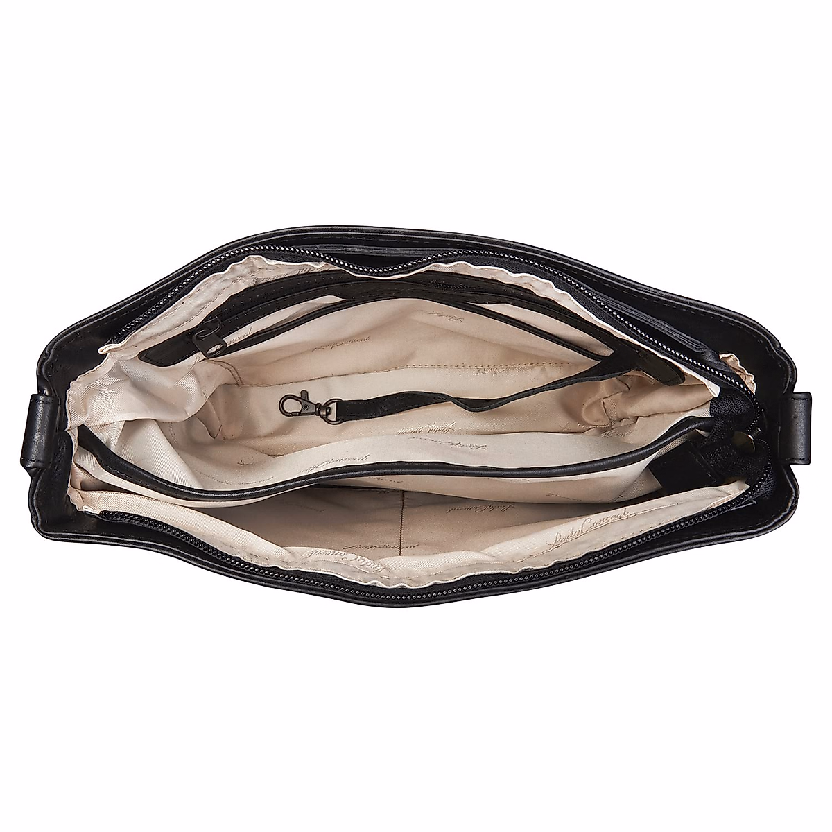 Locking Concealed Carry Lydia Leather Crossbody by Lady Conceal with Universal Holster for Medium to Large Frame Handgun (Black)