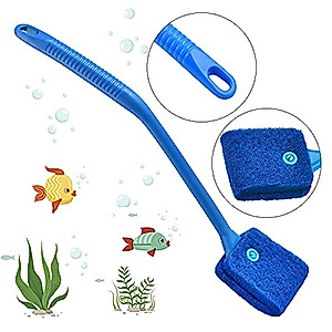 Worldity Fish Tank Cleaning Brush, Aquarium Cleaning Brush, Double-Sided Aquarium Brushes for Cleaning Glass, Aquarium Sponge with Long Handle for Glass Aquariums Fish Tank, Home, Kitchen