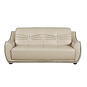 Blackjack Furniture Radford Leather Air/Match Upholstered Modern Living Room Sofa, Beige