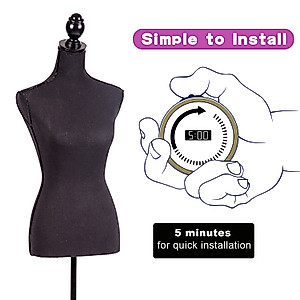 Female Mannequin Female Dress Form Manikin Body Torso with Wooden Tripod Base Stand 60-67 Inch Height Adjustable Pinnable Mannequin for Sewing Dress Jewelry Display, Black
