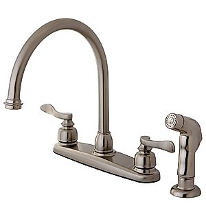 Kingston Brass KB8798NFLSP Nuwave French 8" C Type Kitchen Faucet with Sprayer, Brushed Nickel