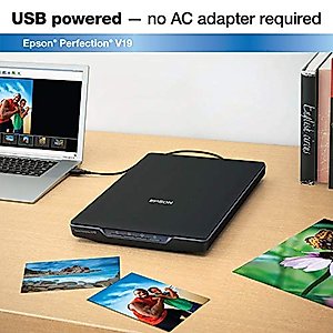 Epson Perfection V19 Color Photo & Document Scanner with scan-to-cloud & 4800 dpi optical resolution , Black