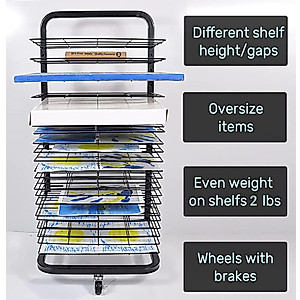 DYRABREST Art Drying Rack for Classroom Paint Drying Rack Art 16 Shelves Metal Desktop Artwork Storage Display Rack Art Drying Rack for Classroom Painting Crafts Black