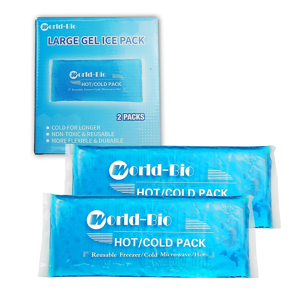 Reusable Hot and Cold Gel Ice Packs for Injuries, (2 Packs) Flexible Soft Ice Packs for Pain Relief, Migraines, First Aid, Kids Boo Boo, Gel Ice Pack for Knee, Neck, Wrist, Ankle, Elbow, 12.2" x 4.7"