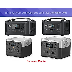 eeTao AC Power Cord Compatible with EF EcoFlow River Delta Max Mini Pro Plus Power Station Series 1000/1600 1260Wh 1612Wh 2016Wh 3600Wh Jackery Explorer 2000/1500/1000 Pro Bluetti EB3A Anker 757/767