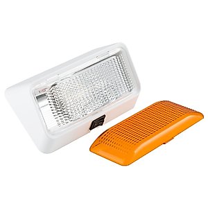 Lumitronics 12V LED Exterior Outdoor Porch Light with On/Off Switch - Removable Clear & Amber Lenses Perfect Outside Replacement Lights for RVs, Motorhomes, Campers, 5th Wheels, Trailers! (White)