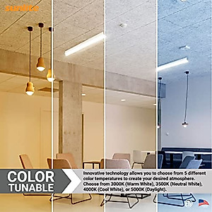 Sunlite 85463 2-Foot LED Strip Light Fixture, Power Selectable 15W/20W/25W, Multi-Volt, 1950/2600/3250 Lumens, Color Selectable 30K/35K/40K/50K, Dimmable, ETL Listed, for Residential & Commercial Use