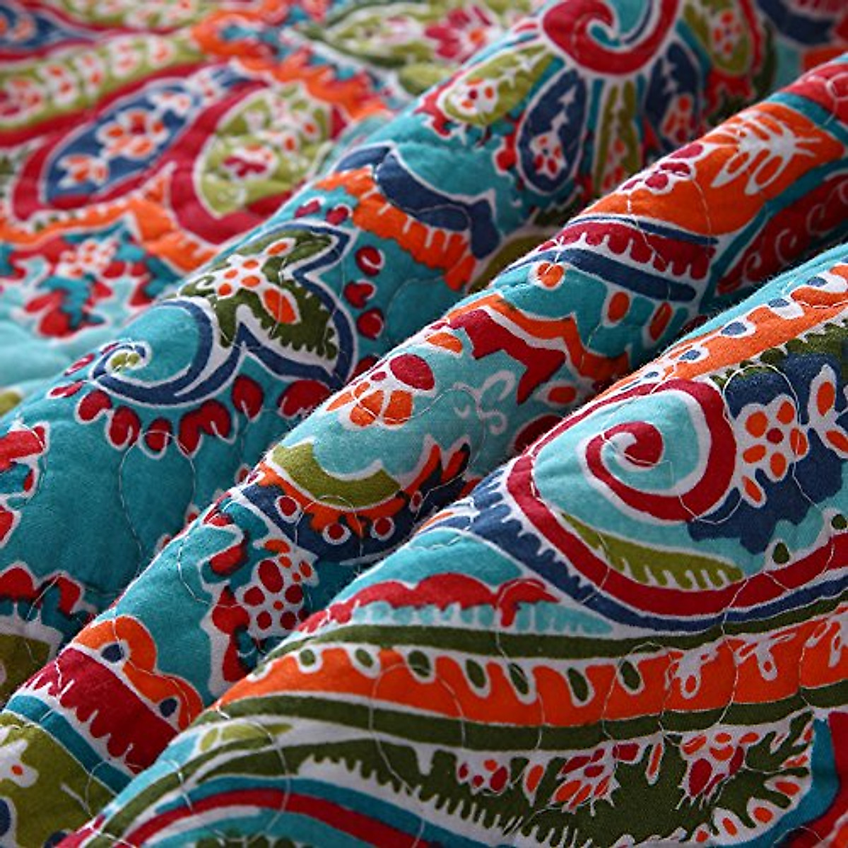 NEWLAKE Cotton Bedspread Quilt Sets-Reversible Patchwork Coverlet Set, European Gorgeous Floral Pattern, Queen Size