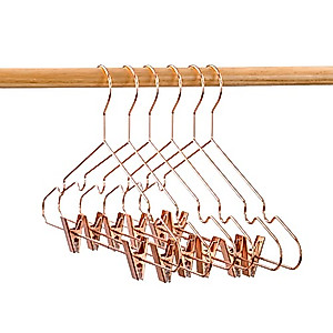 Koobay 16.5" Adult Rose Gold Metal Wire Clips Clothes Hangers, 25 Pack, Shiny Wire Clips Coat Suit Clothes Hangers Storage