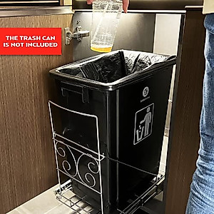 Luvitory Pull Out Trash Can Under Cabinet, Under Sink Trash Can, Adjustable Cabinet Trash Can Pull Out Kit, Cabinet Garbage Shelf Pull Out for Kitchen Counter-Trash Can Not Included