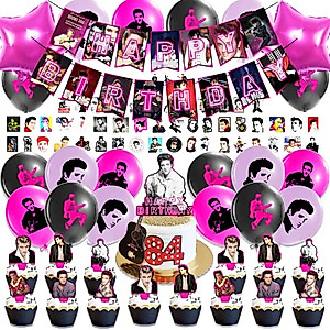 Rock Party Decorations Rock Singer Birthday Party Supplies Includes Banner, Cake Topper, Cupcake Toppers, Balloons, Rock Themed Party for Boys and Girls