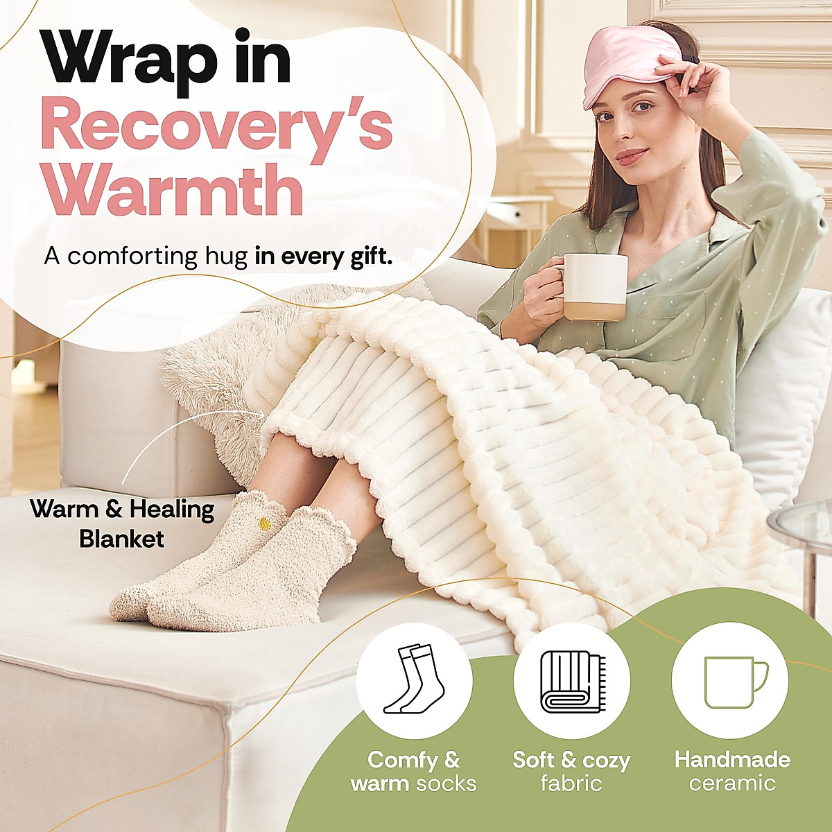 Get Well Soon Gifts for Women - Carefully Curated Sick Care Package for Women - Get Well Soon Gift Baskets for Women After Surgery - Get Well Gifts for Women w/Blanket, Mug & Candle to Feel Better