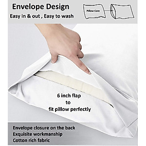 Lasimonne White Pillowcases,Pack of 6, Standard/Queen Size, 200 Thread Count Percale, CVC Pillow Cover