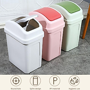 WAGA 13 Gallon Kitchen Trash Can,with Swing-top Lid, 360 ° Sliding Lid,Trash Can with Lid, Bathroom Trash Can,2024 Upgraded Plastic Swing Top Trash Can,Garbage Bin for Kitchen, Office, Toilets