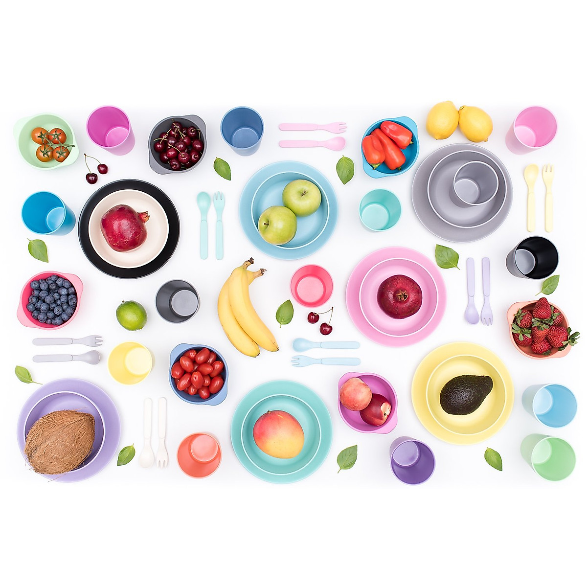 bobo&boo Bamboo Kids Snack Bowls, Set of 4 Bamboo Dishes, Non Toxic, Eco Friendly & Stackable Kids Snack Containers, Great Gift for Baby Showers, Birthdays & Preschool Graduations,Coastal