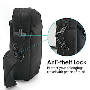 Unisex Small Crossbody Bag, Anti-Theft Side Shoulder Bag with RFID and Zipper Locked, Adjustable Heritage Mini Messenger Satchel Tote Bag, Black