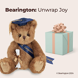Bearington Collection Smarty Class of 2024 Graduation Plush Teddy Bear Stuffed Animal, Blue Cap, 10 Inch