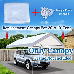 Strong Camel Outdoor 10x20 Replacement Canopy Roof Cover Valanced Carport Covers (10'x20', White)