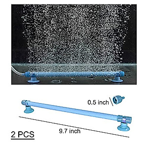 WishLotus 2 Pieces Length Aquarium Air Stone Bubble Wall with Suction Cups, Fish Tank Bubbler Air Bar Tube Bubble Release Diffuser Bar for Fish Tank Air Pump (Blue)