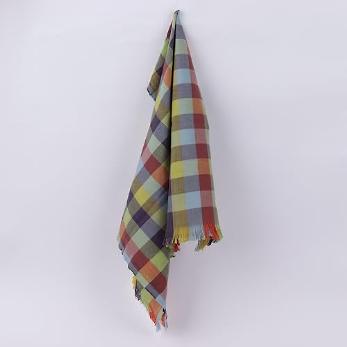 PÜSKÜL - Kitchen Towels Set of 6, 100% Turkish Cotton Soft Absorbent Quick Dry Dish Cloths, Buffalo Plaid Tea Towels with Fringe (26 X 18 Inches, Multi Color Tropical)