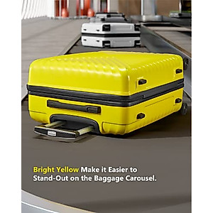 SunnyTour Luggage Sets Expandable ABS + PC Hardside Spinner Suitcase Sets 3 Piece with TSA Lock Double Wheels, Yellow