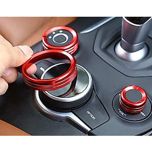 YUWATON Compatible with 2017-2019 Alfa Romeo Giulia Stelvio Accessories Multimedia Knob Cover (red)