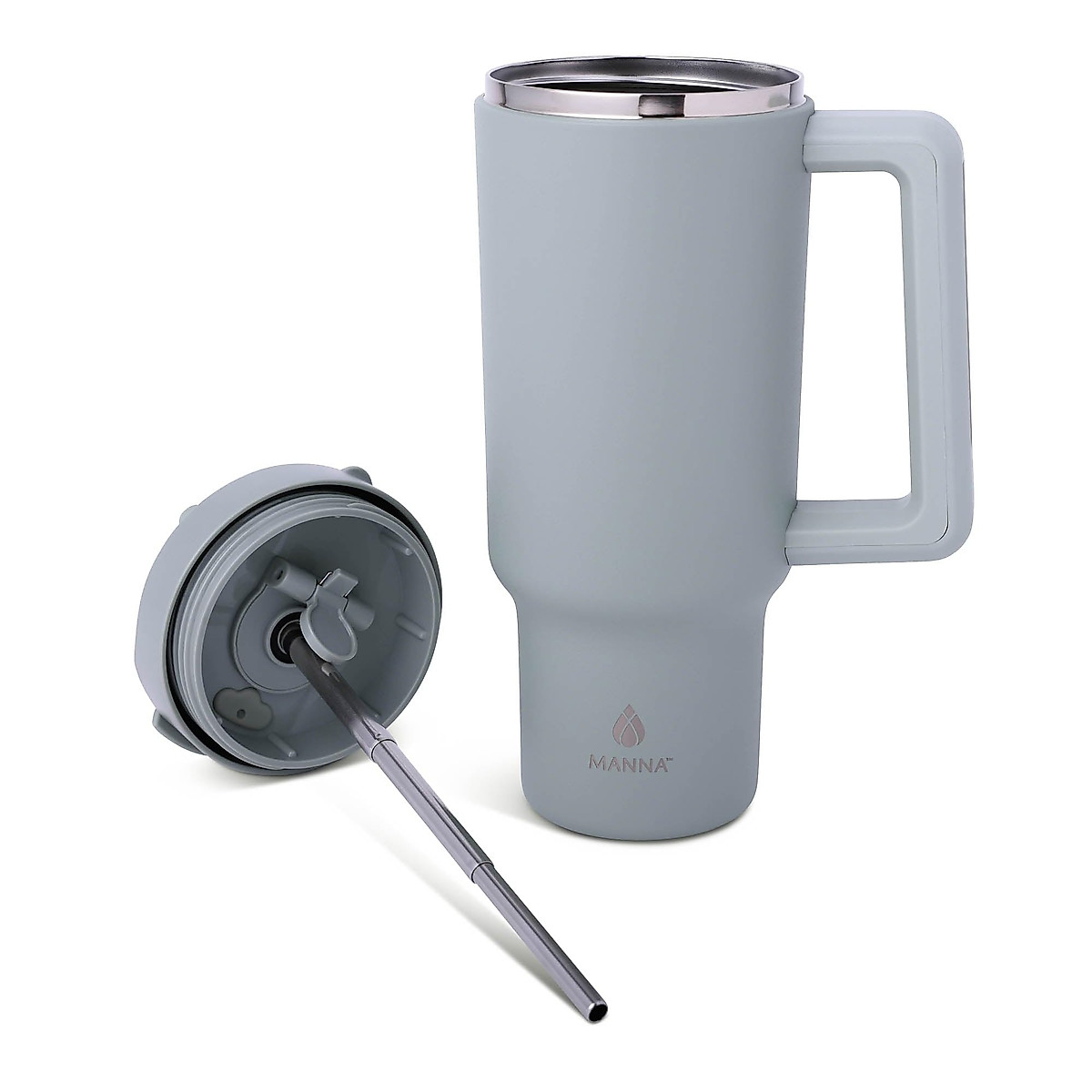 Manna Stainless Steel Double Wall Insulated Tumbler with Smart Seal Dual Sip Lid and Straw Fit Handle - 40 Oz - Soft Meadow Powder Coat