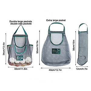 ACQTULOU Reusable Hanging Storage Mesh Bags Durable & Strong Fruit and Vegetable Mesh Bags/Pulling resistance Storage Tote Bags for Garlics, Potatoes, Onions (Reusable Bags-1)