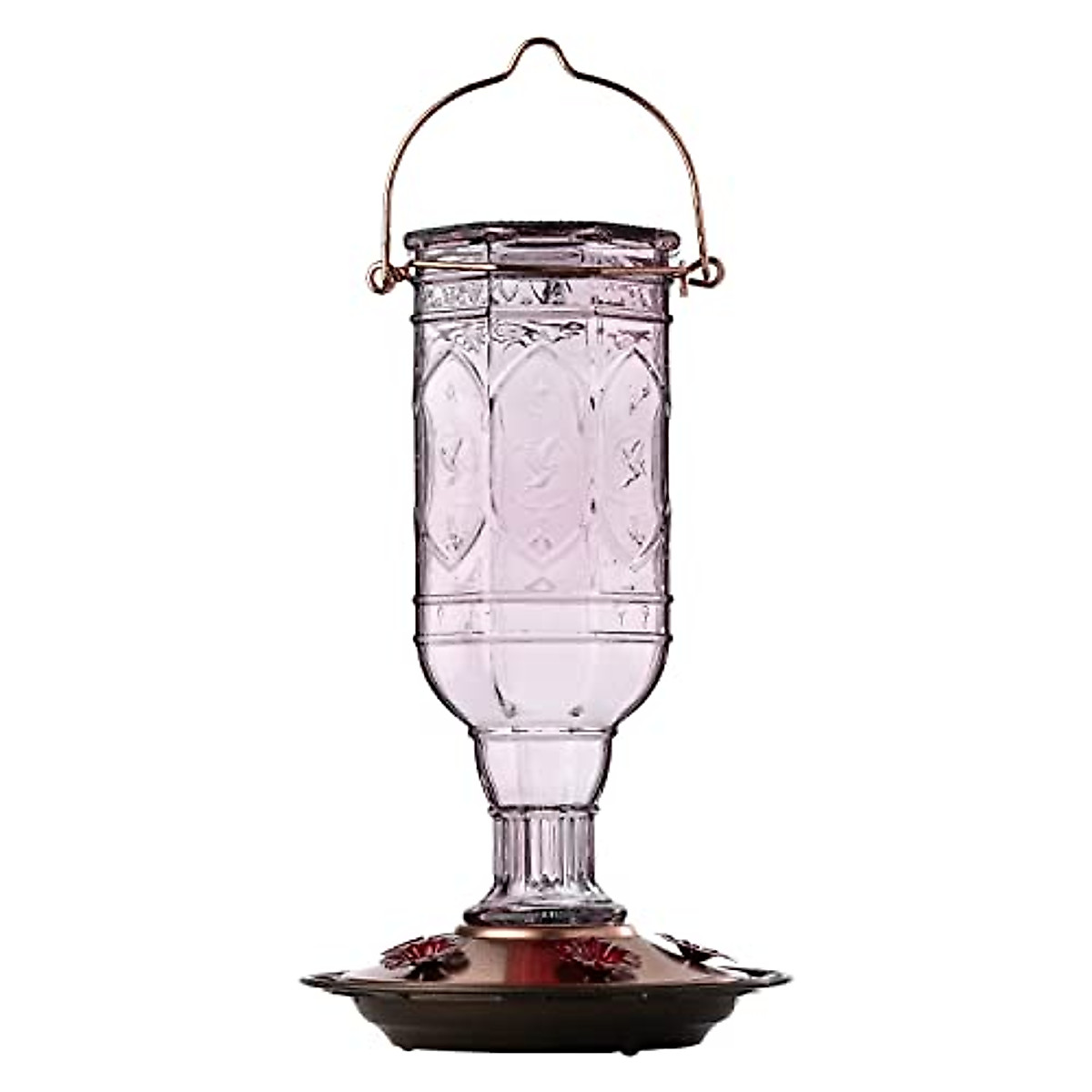 More Birds Amethyst Jewel Hummingbird Feeder, Glass Hummingbird Feeders for Outdoors, 5 Feeding Stations, 20 Ounces