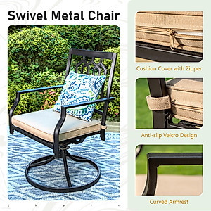 Sophia & William Patio Dining Set 5 Pieces Patio Table and Chairs, 37" Patio Dining Table x 4 Patio Swivel Dining Chairs with Cushion Outdoor Furniture Set for Backyard Lawn Pool Weather Resistant