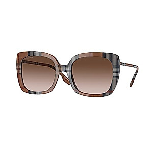 BURBERRY CAROLL BE 4323 400513 Brown Check Plastic Square Sunglasses Brown Gradient Lens