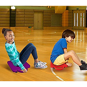 GSE Floor Scooter Board with Handles, Sitting Scooter for Kids Indoor Play Equipment, Fun Scoot Board with Non-Marring Plastic Casters for Children(Red)