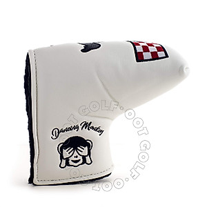 Dancing Monkey Golf Headcover for Blade and Midsize Mallet Putter, White, Head Cover