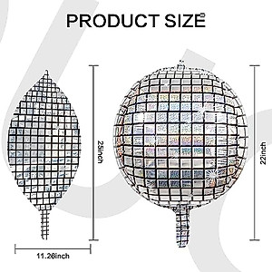 Disco Balloons, 6PCS Rainbow Silver Disco Ball Balloons, 22 inch 4D Disco Ball Decorations, Disco Party Decorations, Disco Themed Party Decorations, Disco Party Supplies