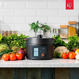 IRIS USA 3 Qt. 8-in-1 Multi-function Pressure Cooker with Waterless Cooking Function, Compact Pressure Cooker for 2-3 People with Pre-Programmed Recipes for Easy Healthy Cooking, Black