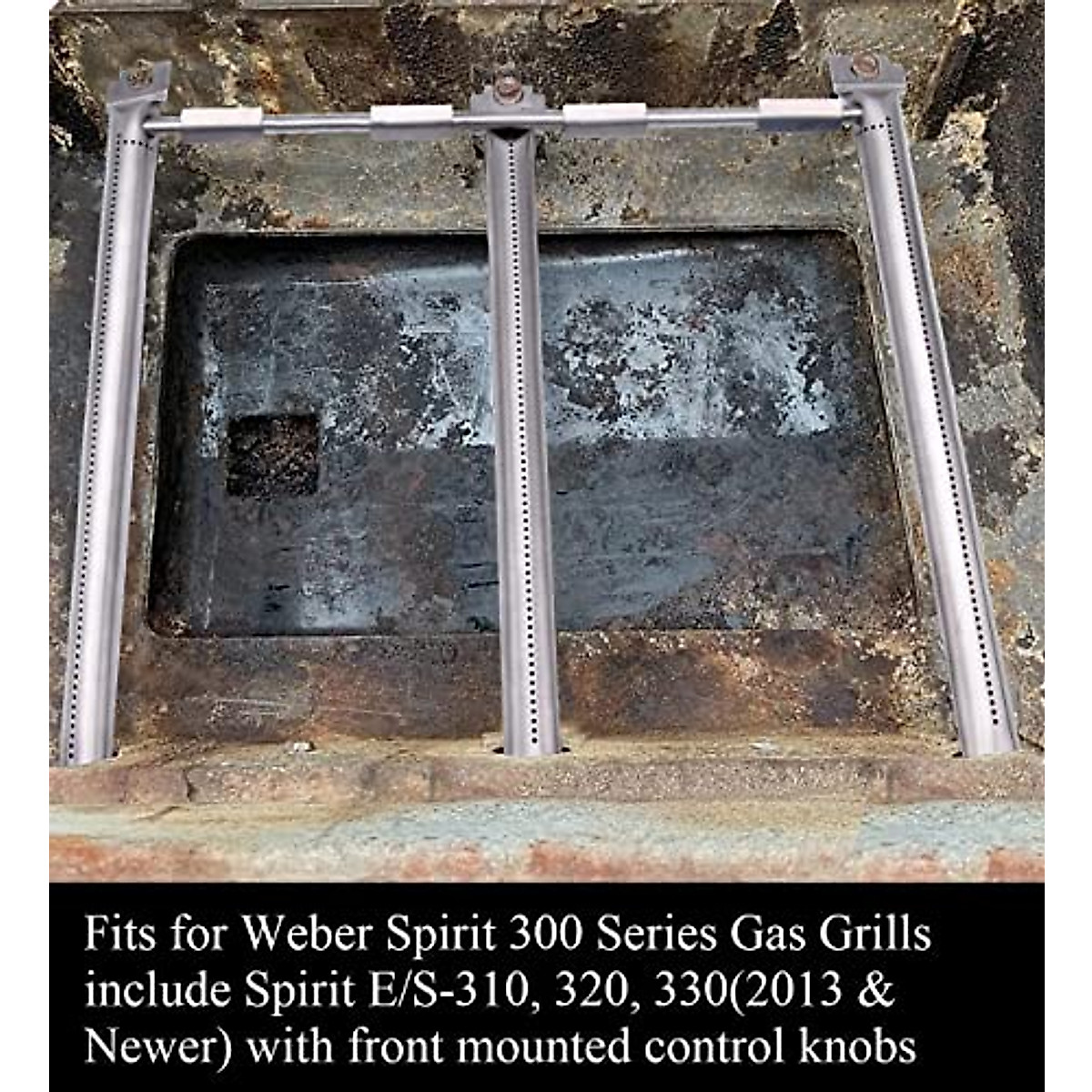 GasSaf 18 inch Burner Tube Set Replacement for Weber 69787, Spirit 300 E310 E320 E330 S310 S320 S330 Series Gas Grills with Up-Front Controls(2013 & Newer), 304 Stainless Steel Durable Burner Tube