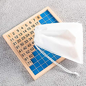 MERRYHEART Wooden Montessori Math Hundred Board, Counting to 100 for Kindergarten, 1-100 Number Board for Toddlers, Counting Toy for Math, Montessori Math Game Board with Storage Bag