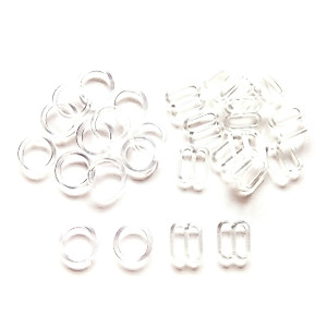 50 Set Clear Bra Strap Rings and Slider Findings Size 8 Mm