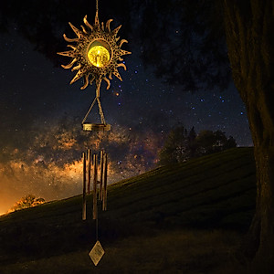 Sun Wind Chimes Solar Retro Windchimes Sympathy Gift, Wind Chimes Outdoor, Gifts for mom, Gifts for Grandma, mom Gifts, Memorial Wind Chimes.