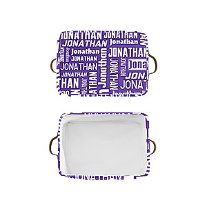 XIUCOO Monogram Purple Personalized Custom Name Waterproof Storage Boxs Baskets Clothes Towel Book for Bathroom Office 1 Pack