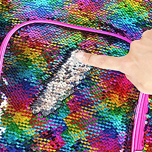 Sequin silly rainbow Backpack for girls kindergarten elementary School Backpack Kids Glitter Bookbag Mermaid Backpack sparkle reverse glitter backpack(Orchid)