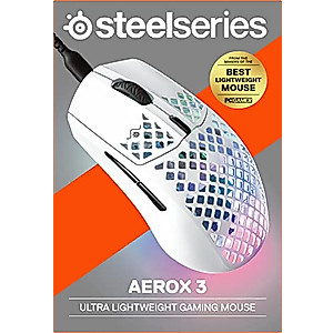 SteelSeries Aerox 3 - Super Light Gaming Mouse - 8,500 CPI TrueMove Core Optical Sensor - Ultra-Lightweight 59g Water Resistant Design - Universal USB-C connectivity - Snow (Renewed)